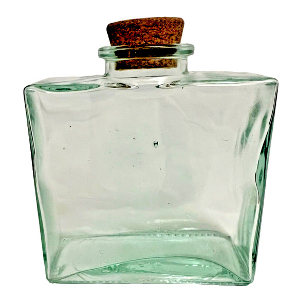 Unbranded | Art | Vintage Green Glass Rectangle Jar With Cork Lid Sve ...